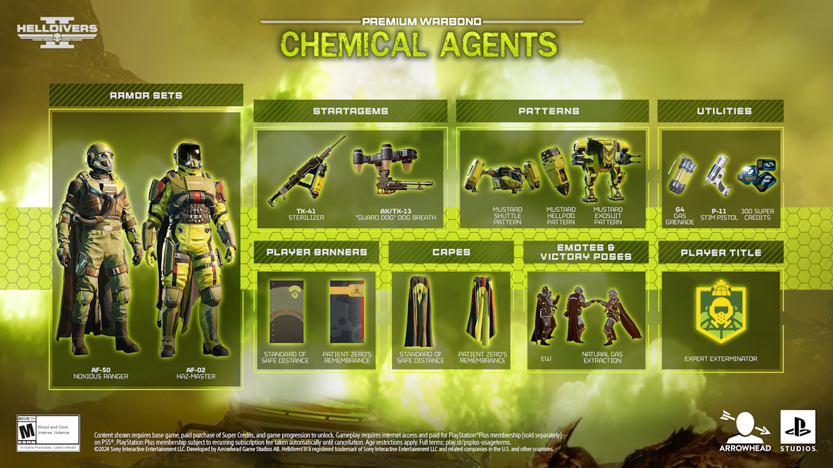 Helldivers 2: Everything in the Chemical Agents Warbond and their cost ...