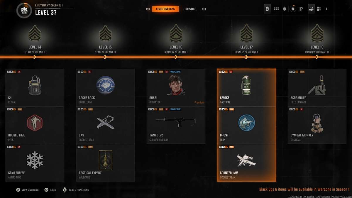 Rank rewards and level cap in Call of Duty Black Ops 6