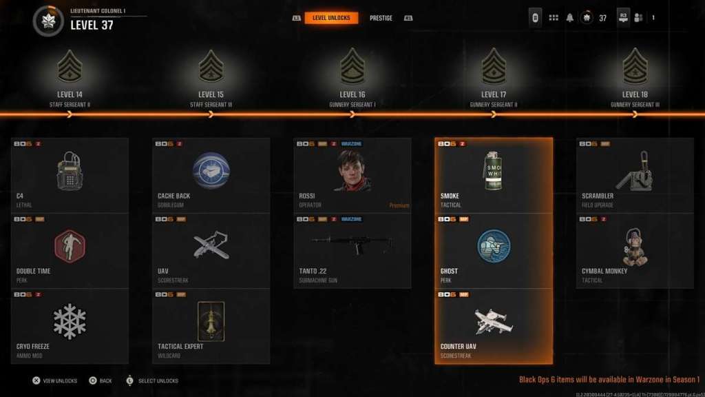 Rank rewards and level cap in Call of Duty Black Ops 6
