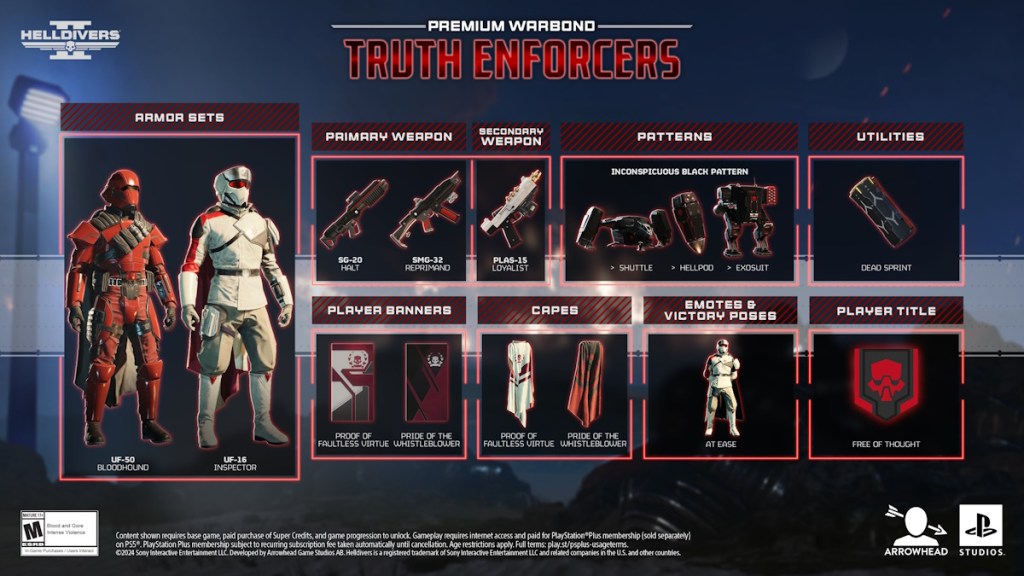 Helldivers 2: Everything in the Truth Enforcers Warbond and their cost ...