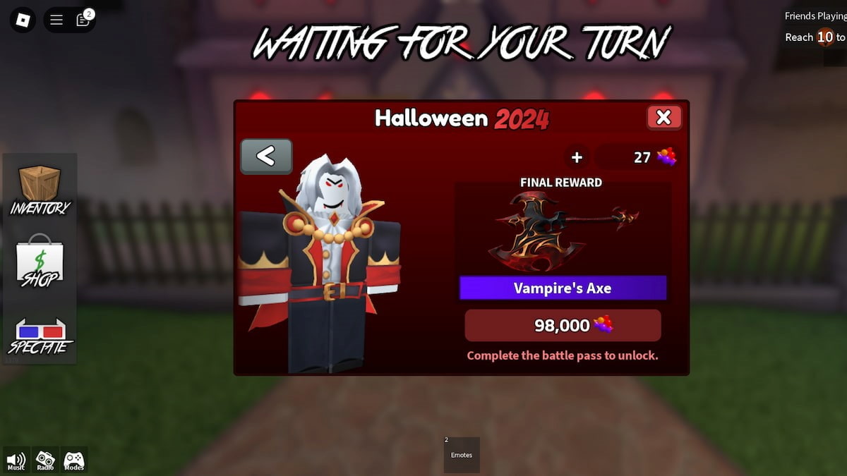 How to claim the Vampire's Axe in Roblox Murder Mystery 2