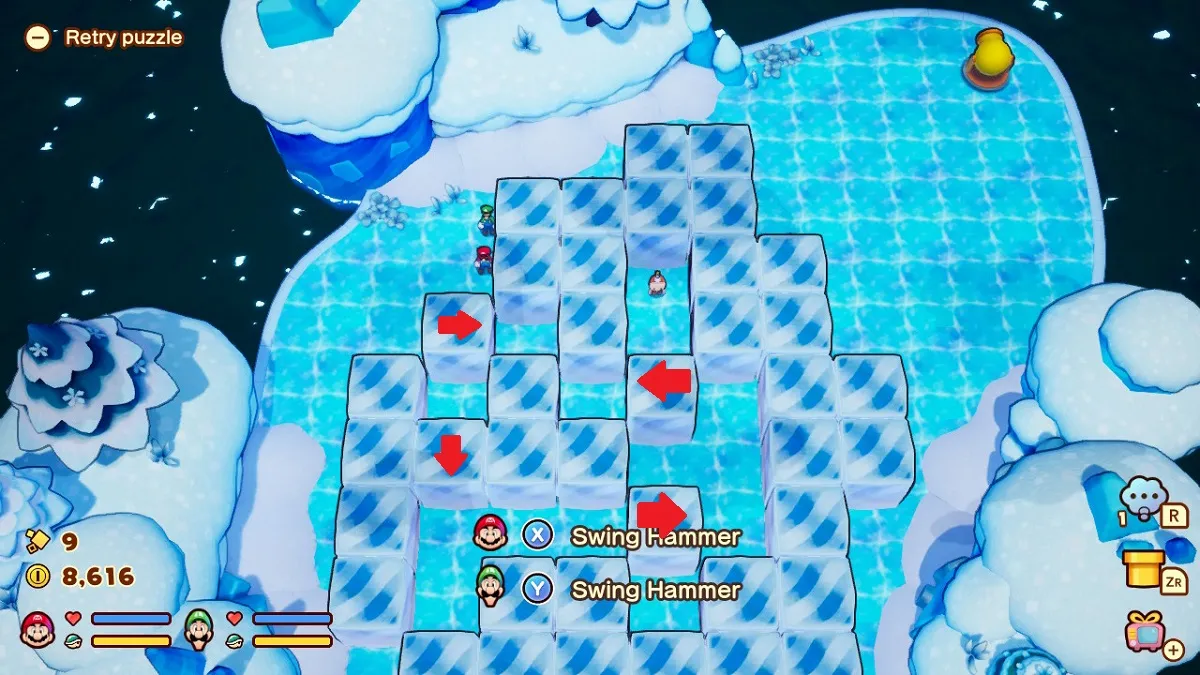 All ice block puzzle solutions for Compac Islet in Mario and Luigi ...