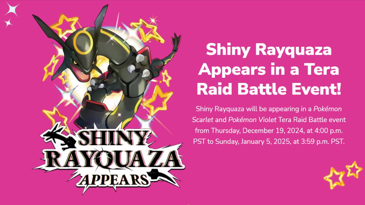 Rayquaza will appear in Tera Raids in Pokémon Scarlet and Violet