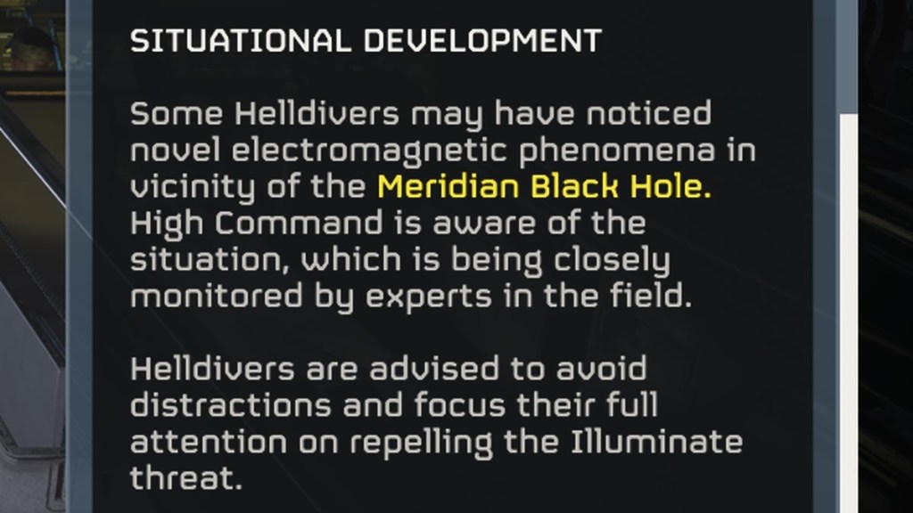 Uh oh: The Meridia black hole has changed in Helldivers 2, and the ...