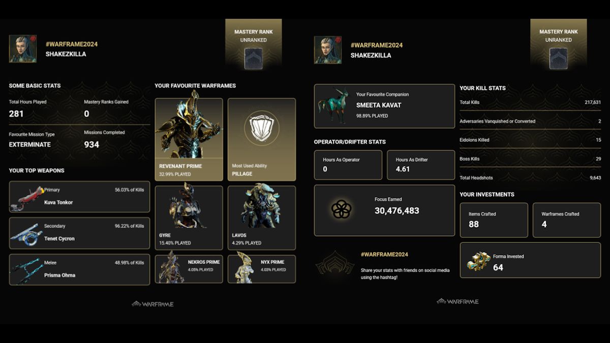 How to check your Warframe "Year in Review" stats – Destructoid