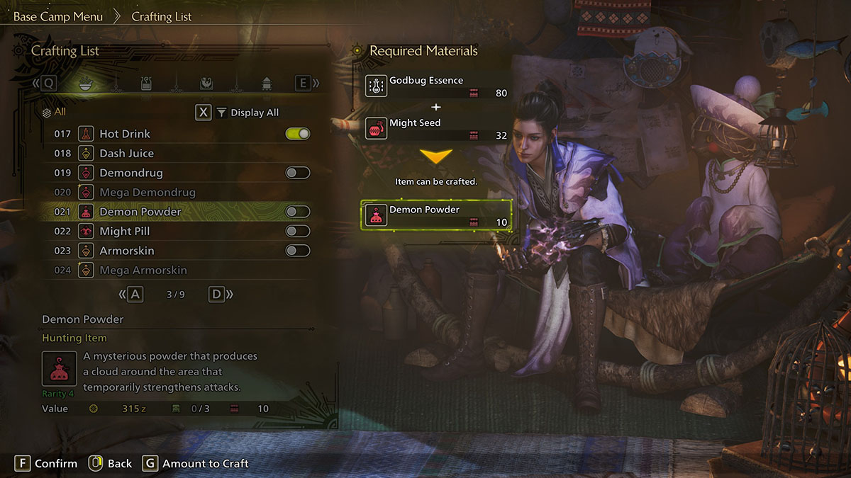 How to make Demon Powder and Hardshell Powder in Monster Hunter Wilds ...