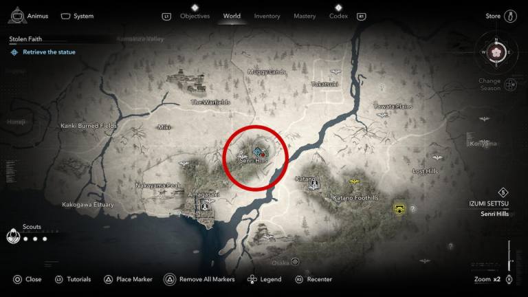 How to find Mitsumune at Nunobiki Falls in Assassin's Creed Shadows