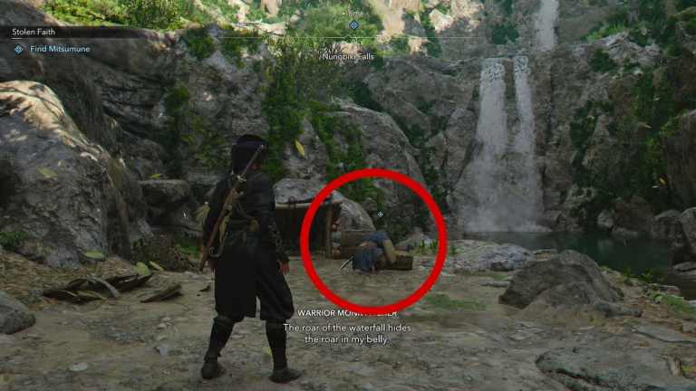 How to find Mitsumune at Nunobiki Falls in Assassin's Creed Shadows