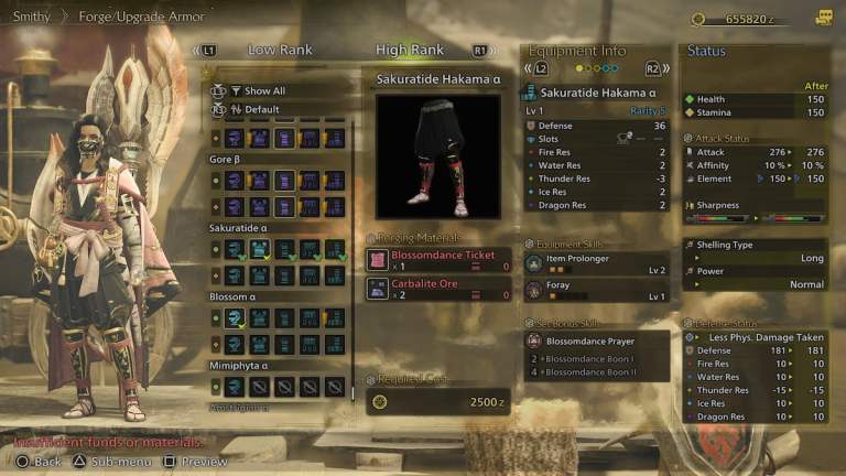 How to get and use Sakuratide armor in Monster Hunter Wilds
