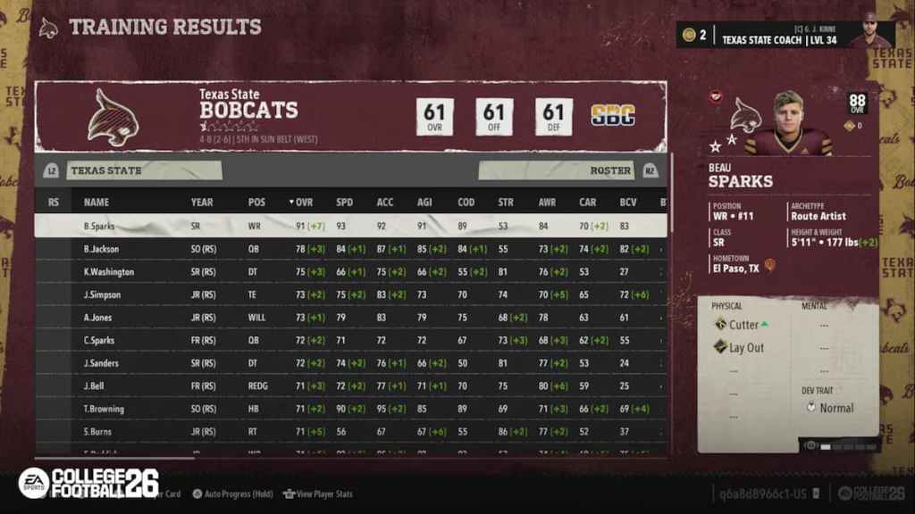 College Football 26 player progression, explained – Destructoid