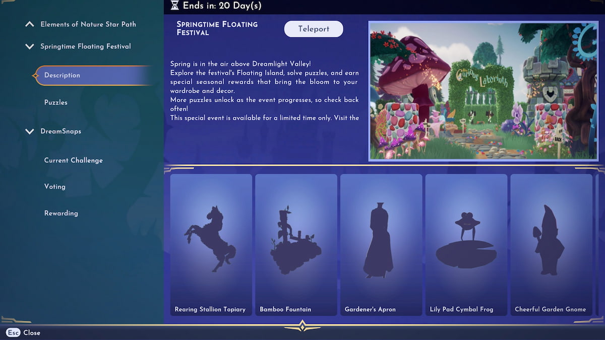 Disney Dreamlight Valley Springtime Floating Festival puzzles and event ...