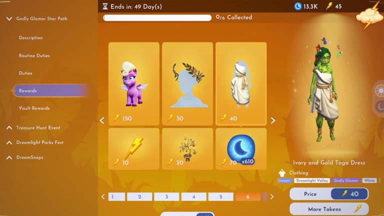 How to try on your Ivory and Gold Toga Dress in Disney Dreamlight ...